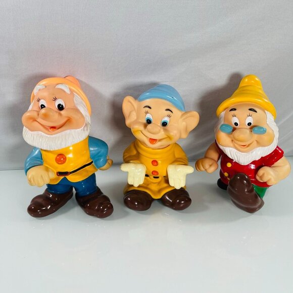 Disney | Toys | Vintage Wdp Dopey Doc Happy Figure Squeak Toy Snow ...
